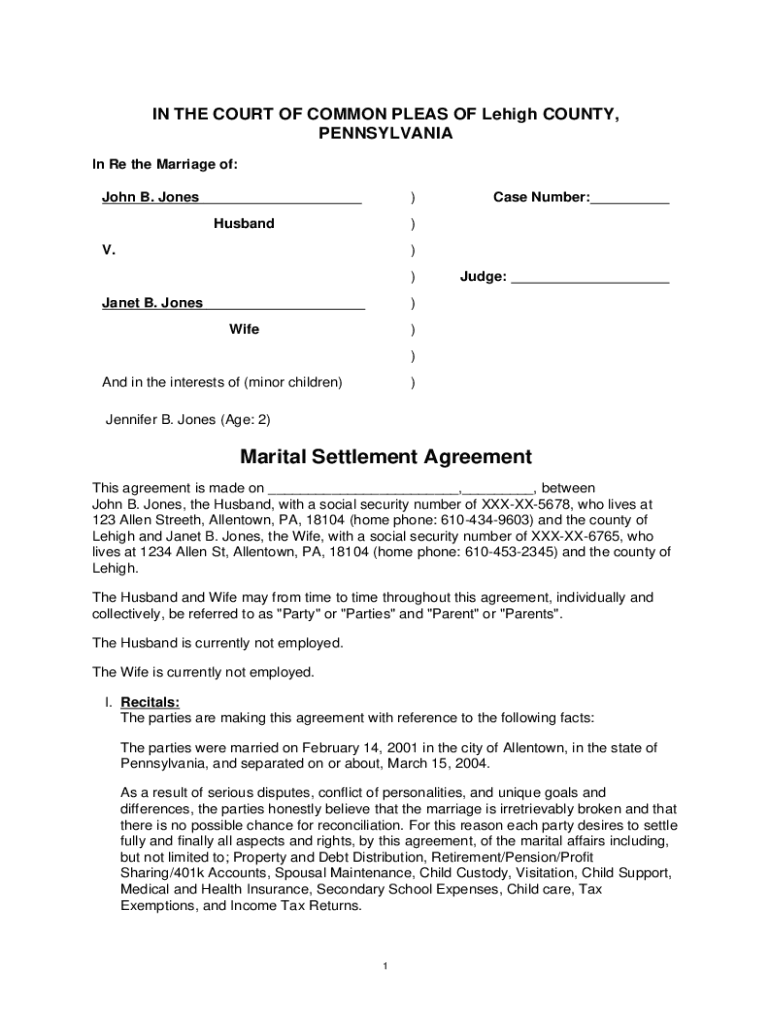 Fillable Online Pennsylvania Separation Agreement Fax Email Print ...