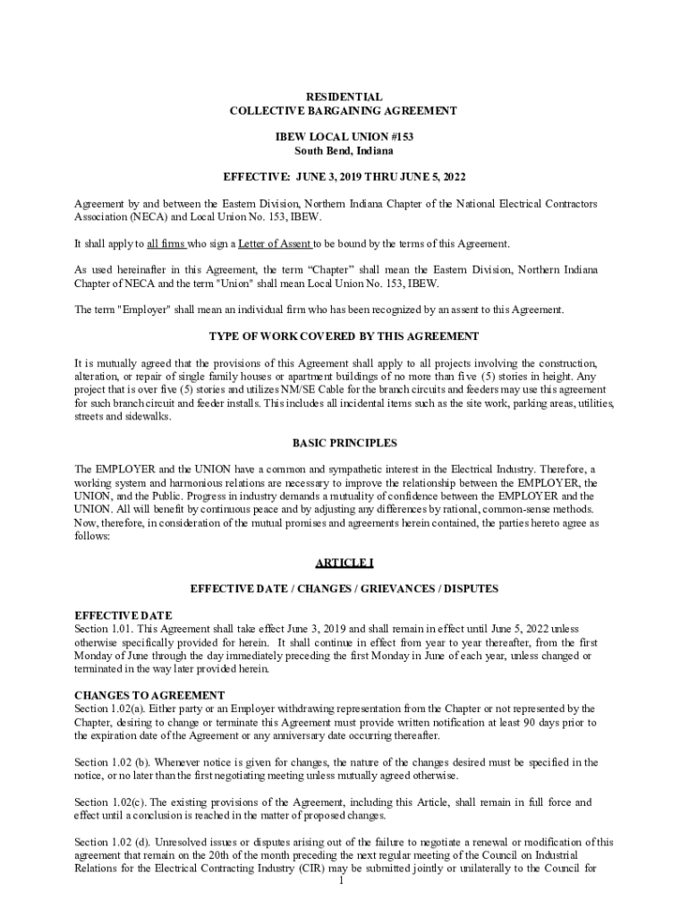 Fillable Online INSIDE COLLECTIVE BARGAINING AGREEMENT IBEW LOCAL UNION ...