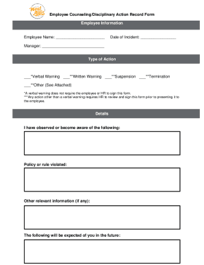 Fillable Online 18 Free Employee Disciplinary Action Forms (MS Word)40 ...