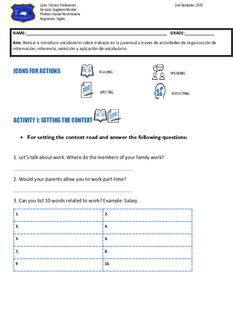 Fillable Online ICONS FOR ACTIONS ACTIVITY 1: SETTING THE CONTEXT Fax Email Print - pdfFiller