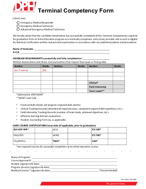 Fillable Online dph.georgia.govdocumentdocumentTerminal Competency Form ...