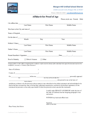 Fillable Online Affidavit for Proof of Age - English Fax Email Print ...