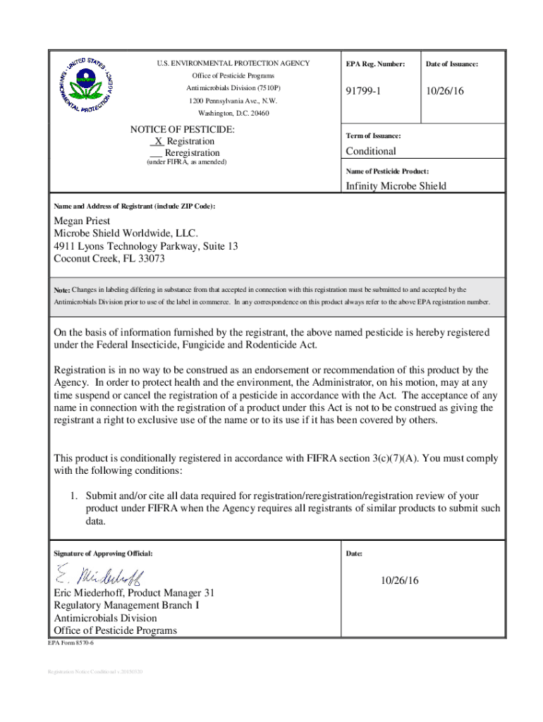 Fillable Online US EPA, Pesticide Product Label, Inifinity Microbe ...