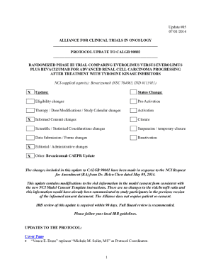 Fillable Online ALLIANCE FOR CLINICAL TRIALS IN ONCOLOGY PROTOCOL ...