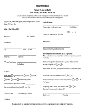Fillable Online registration form - parish of st. john the baptist - cloudfront.net Fax Email ...