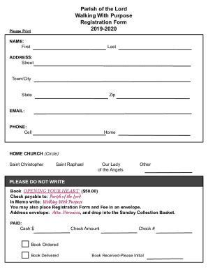 Fillable Online Parish of the Lord Walking With Purpose Registration ...