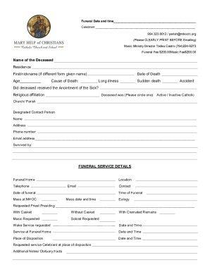 Fillable Online Funeral Form for Funeral Homes - cloudfront.net Fax ...