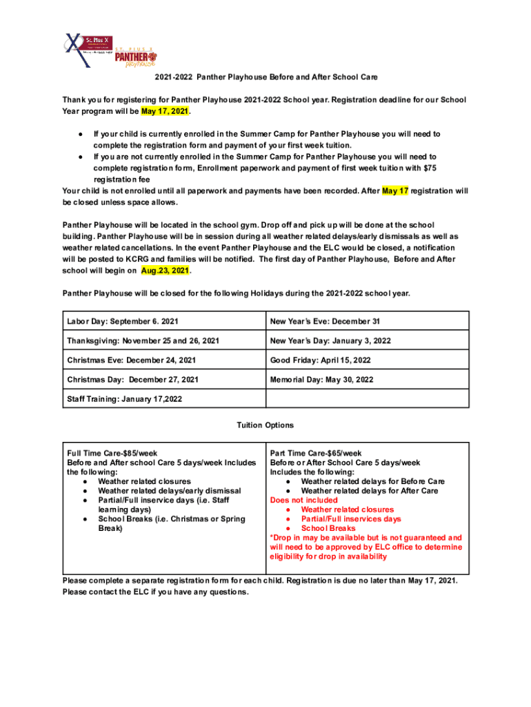 Fillable Online Panther Academy Before and After School Care / Welcome - browardschools.com Fax ...