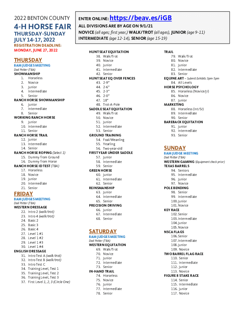 Fillable Online extension oregonstate 4-H HORSE FAIR - OSU Extension Service Fax Email Print ...