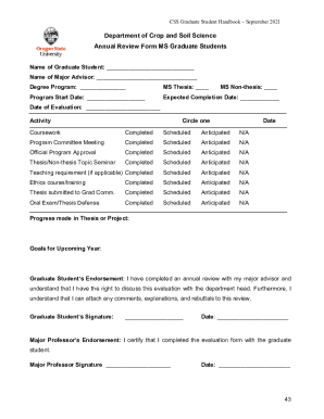 Fillable Online cropandsoil oregonstate Department of Crop and Soil Science Annual Review Form ...