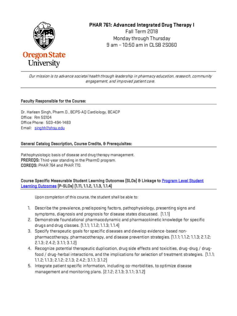 Fillable Online pharmacy oregonstate Get the free PHAR 761: Advanced ...