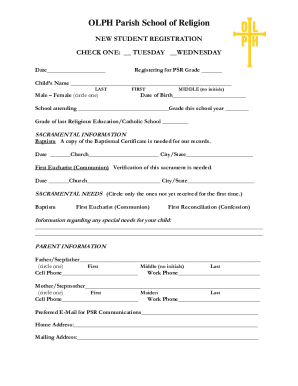 Fillable Online Parish School of Religion - Our Lady of Perpetual Help ...