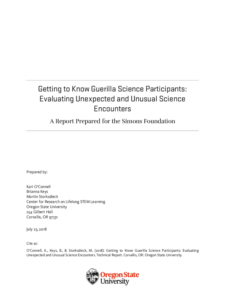 Fillable Online stem oregonstate Getting to Know Guerilla Science Participants: Evaluating ...