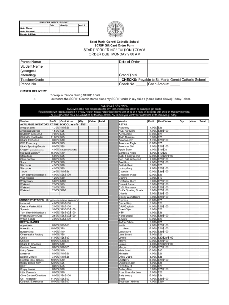 Fillable Online 22-23 SCRIP Order Form rev. 081722-1.pdf - cloudfront.net Fax Email Print ...