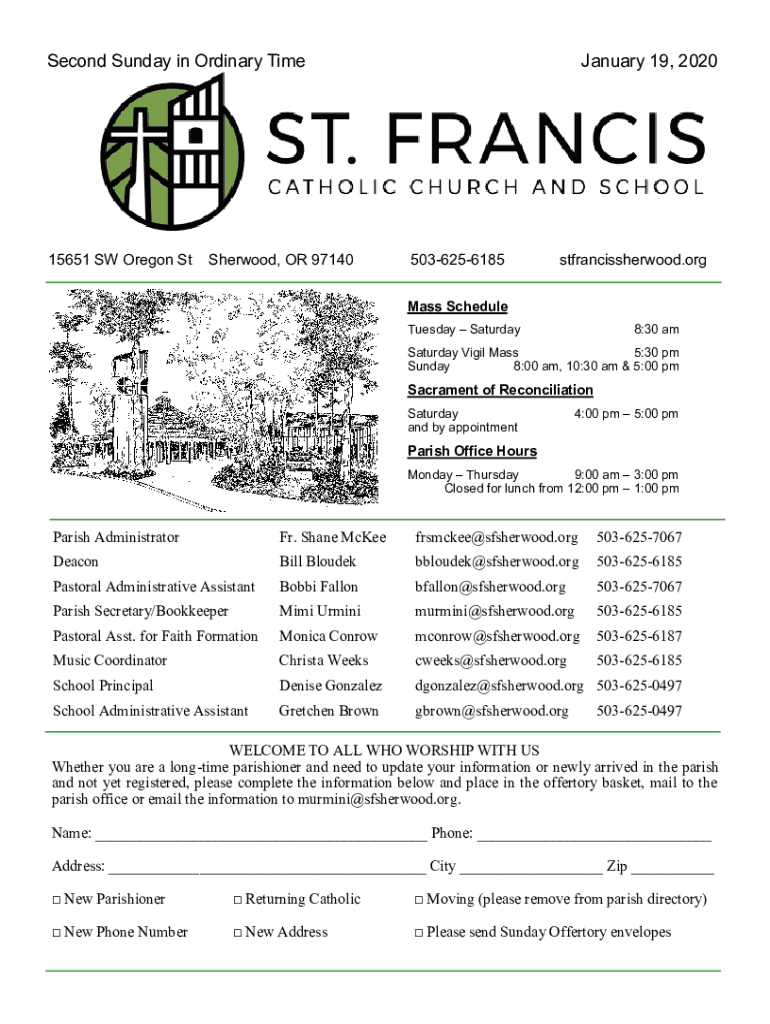 Fillable Online bible.usccb.orgbiblereadingsSecond Sunday in Ordinary ...