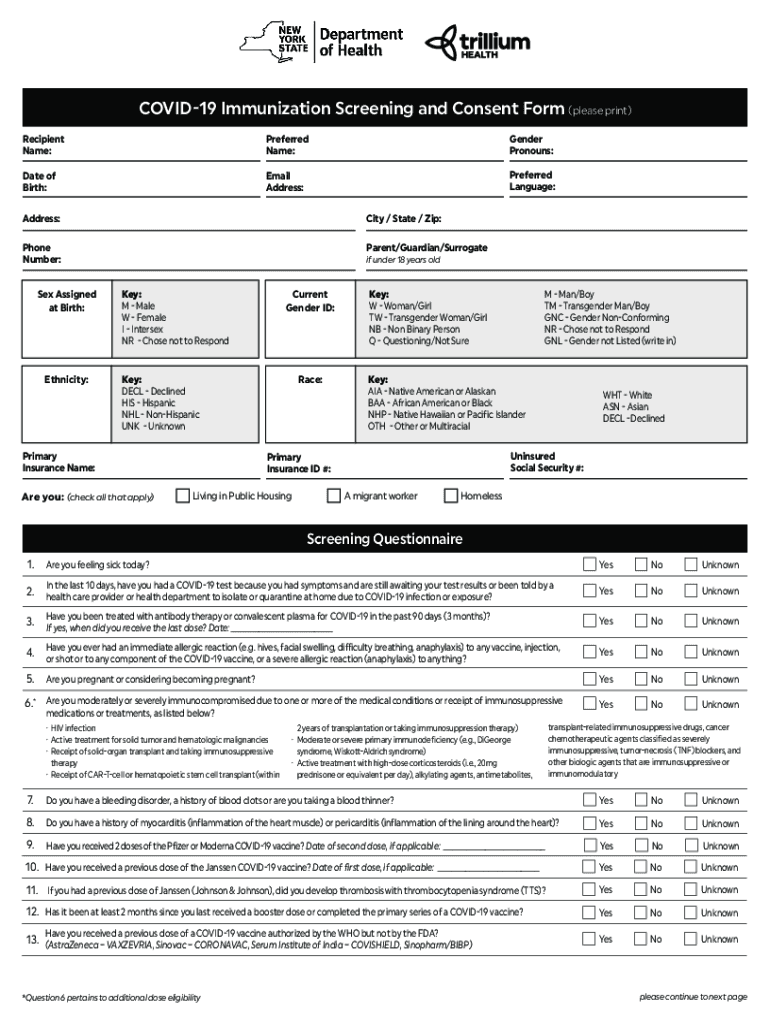 Fillable Online Covid-19 Consent Form - New York City Department of ...