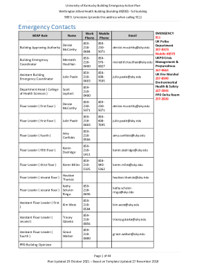 Fillable Online University of Kentucky Building Emergency Action Plan ...