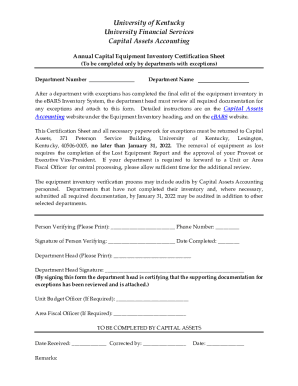 Fillable Online Annual Capital Equipment Inventory Certification Sheet ...
