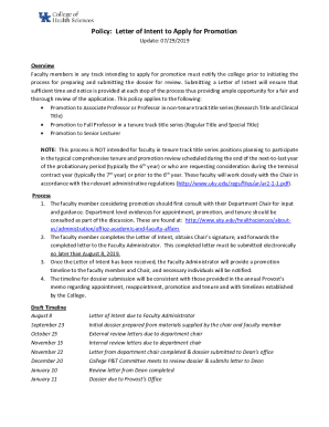 Fillable Online Policy: Letter of Intent to Apply for Promotion Fax ...