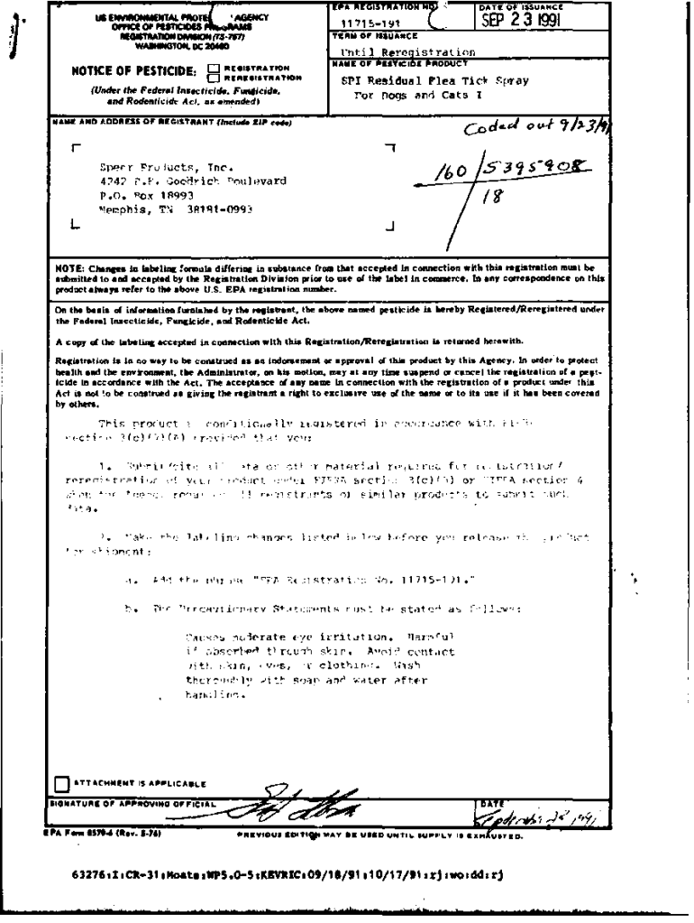 Fillable Online www3.epa.govpesticideschemsearchr Pru Tnc. /60 jS39 S ...