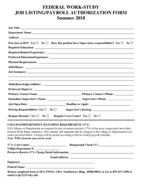 Fillable Online Federal Work-Study and Student Employment - Quinnipiac ...