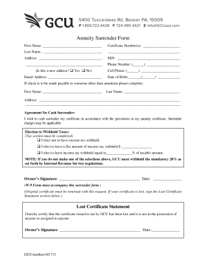 Fillable Online Annuity FormsNationwideCertificate Surrender Request ...