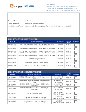Fillable Online Contact DSL Telecom about a specific product or service ...