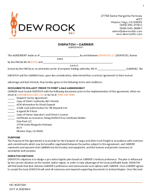 Fillable Online Dew Rock Dispatch Fax Email Print - pdfFiller