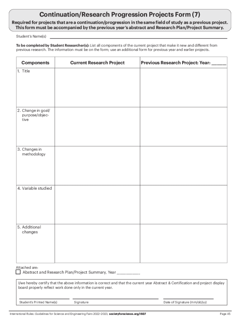Fillable Online fill.ioContinuation-Research-ProgressionFillable ...