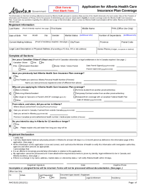 Fillable Online Application for Alberta Health Care Insurance Plan ...