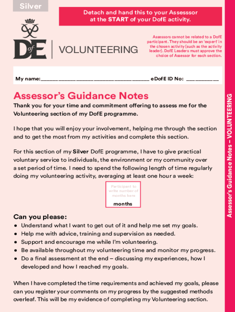 Fillable Online Choosing Assessors - The Duke of Edinburgh's Award Fax ...