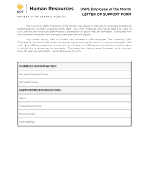 Fillable Online hr ucf hr.ucf.eduSupport-Letter-UPDATE-March-2021USPS Employee of the Month ...