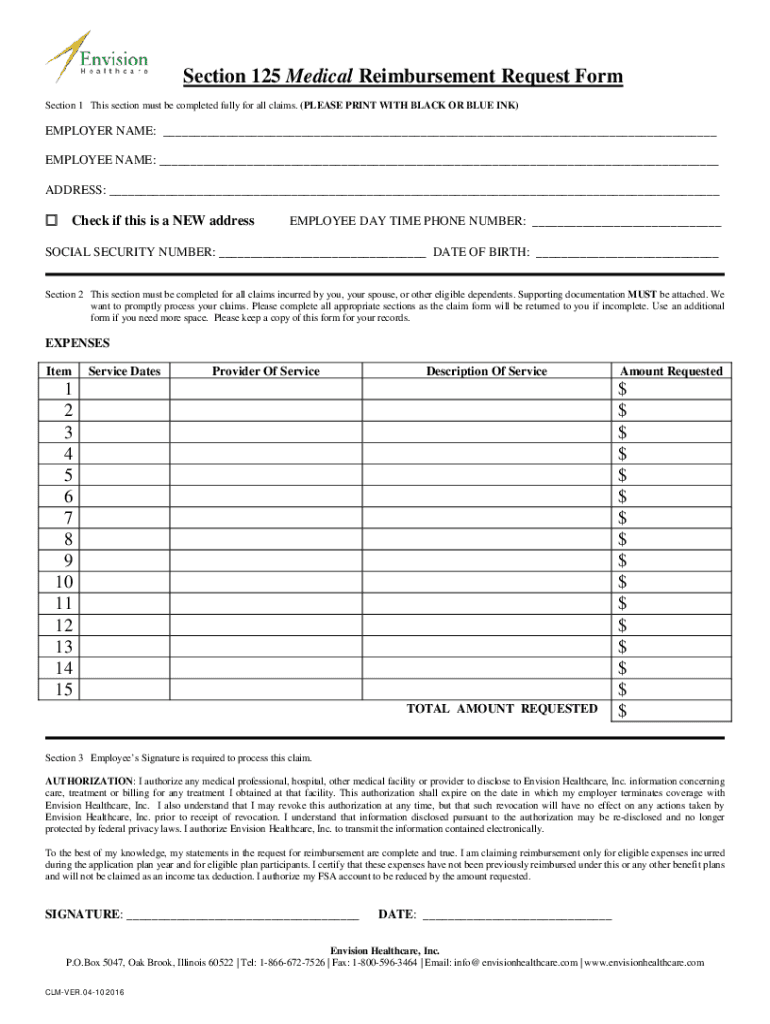 Fillable Online Section 125 Plan Document RequirementCore ...