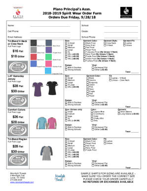Fillable Online PPA Spirit Wear Order Form - Plano ISD Fax Email Print ...