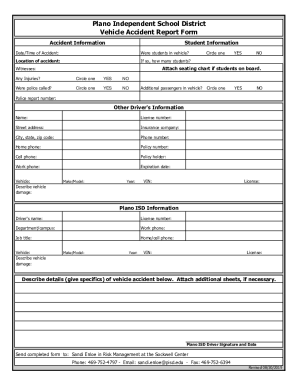 Fillable Online Free Downloadable Vehicle Accident Report Form - 1st ...