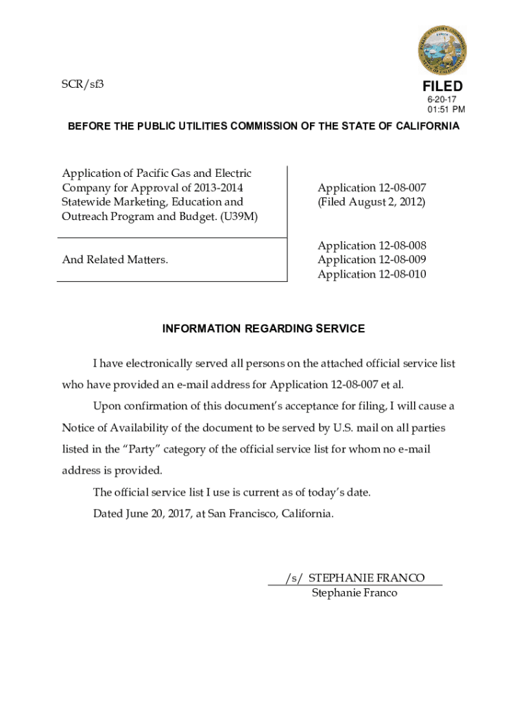 Fillable Online docs cpuc ca E-File a Document - California Public ...