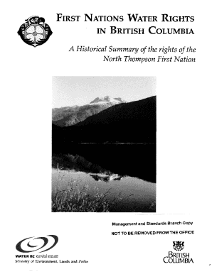 Fillable Online FIRST NATIONS WATER RIGHTS in BRITISH COLUMBIA: a ...