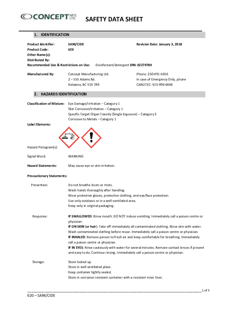 Fillable Online assets.crs-online.casdsconceptmfgSAFETY DATA SHEET - CRS Online Fax Email Print ...