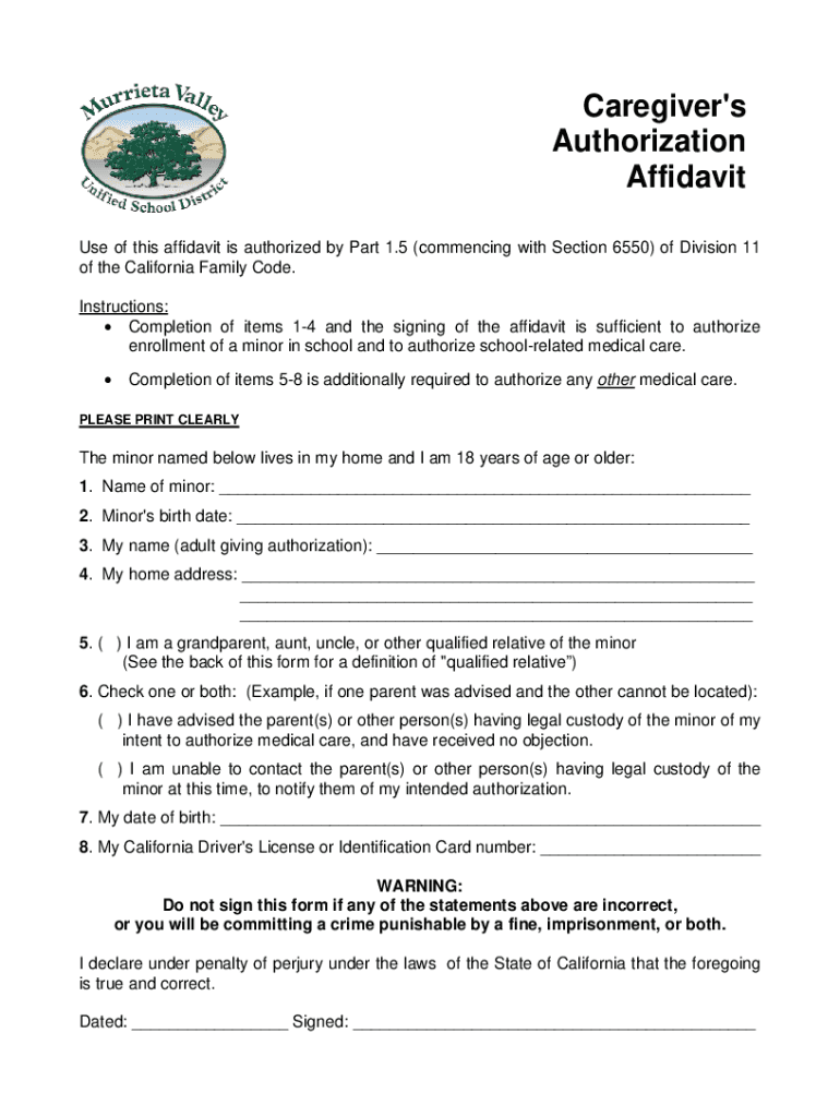 Fillable Online Caregiver Affidavit 13 14 Fax Email Print - pdfFiller