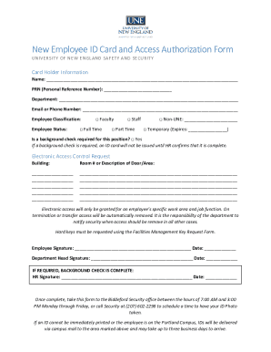 Fillable Online New Employee ID Card and Access Authorization Form ...