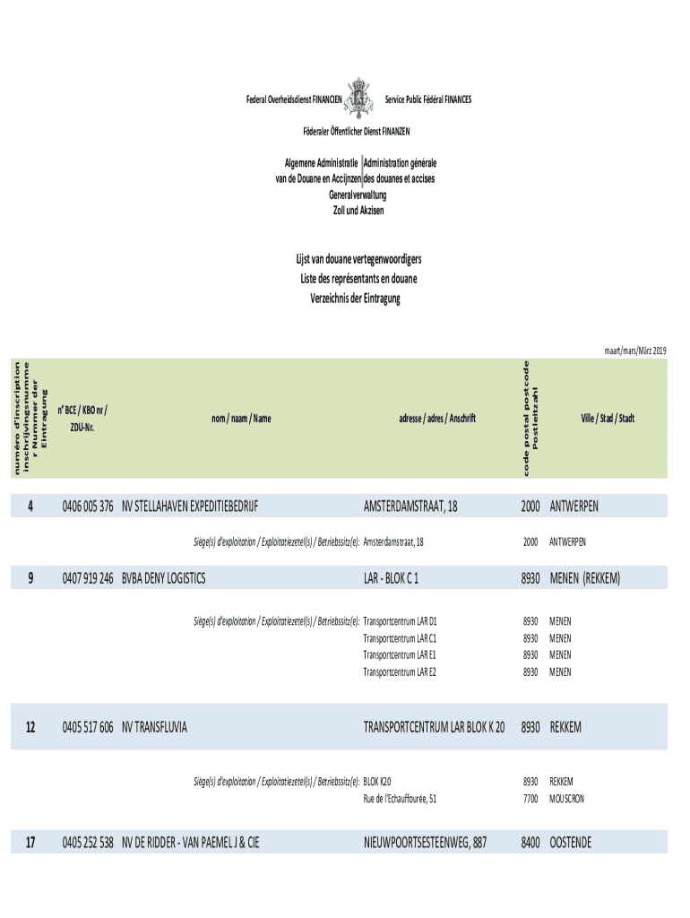 Fillable Online financien.belgium.benldouaneaccijnzenAlgemene ...