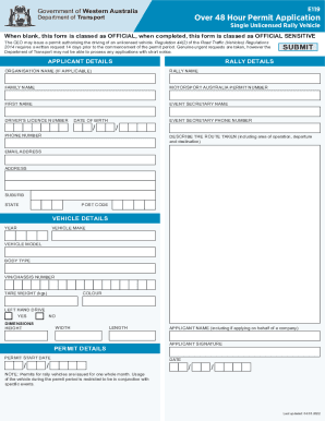 Fillable Online Over 48 Hour Permit Application - Single Unlicensed ...