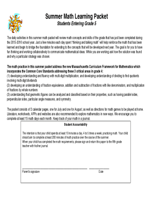 Fillable Online docslib.orgdoc12975722Summer Math Learning Packet ...