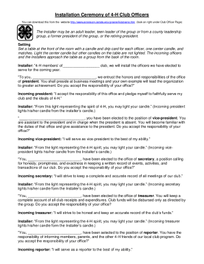 Fillable Online Installation Ceremony of 4-H Club Officers - Iowa State ...