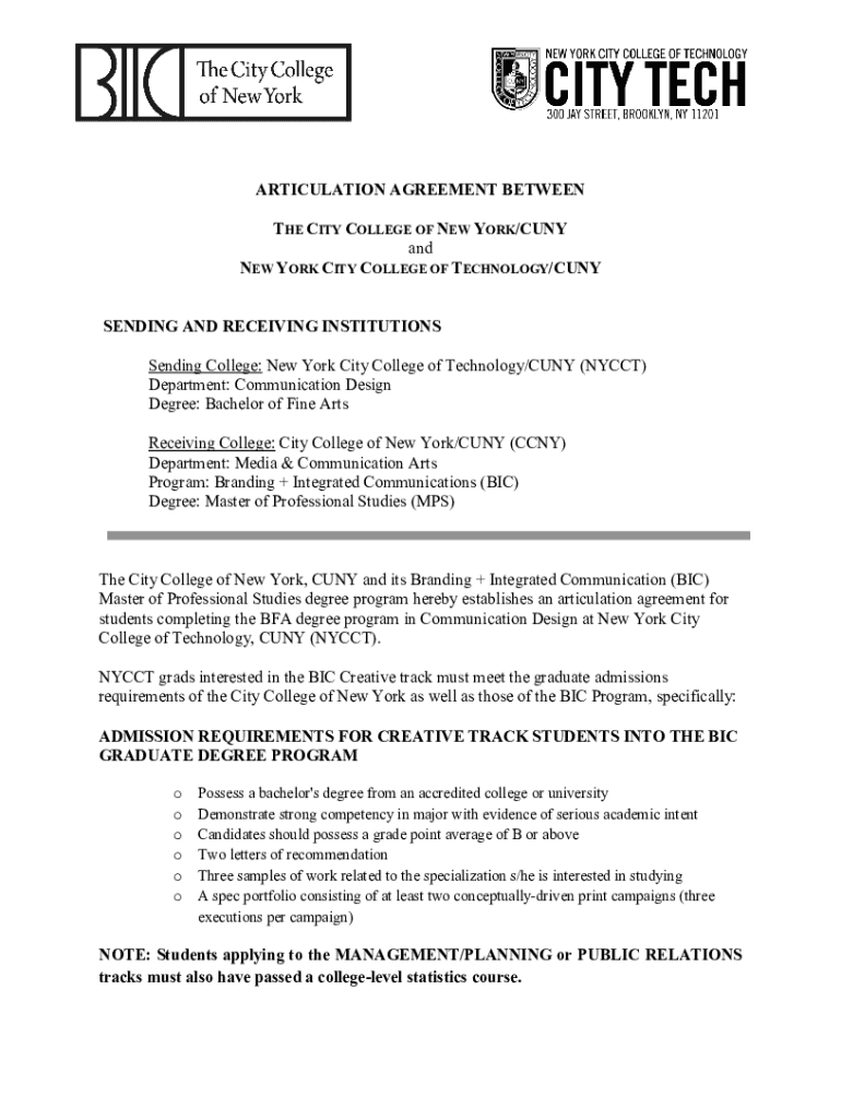 Fillable Online sps.cuny.eduarticulation-agreementsArticulation Agreements - CUNY School of ...
