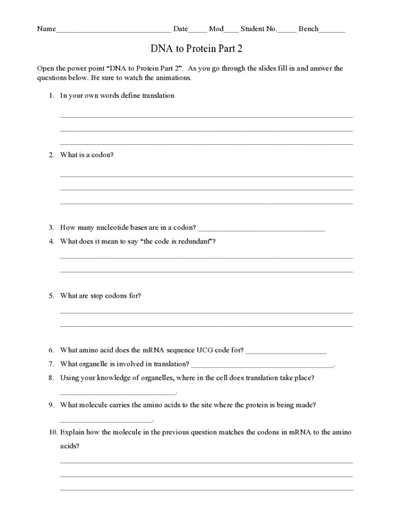 Fillable Online DNA to Protein Student Worksheet.docx - DNA to Protein ...