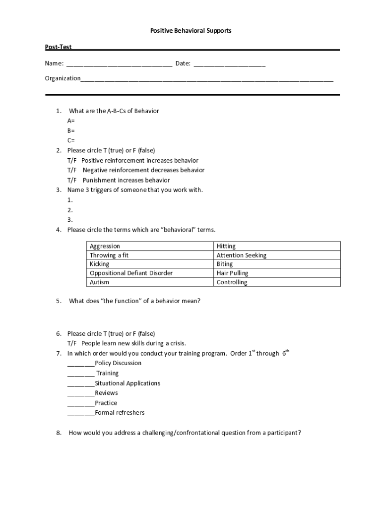 Fillable Online How do positive behavior supports differ from behavior management ... Fax Email ...