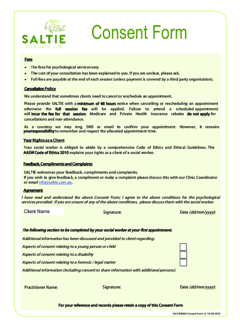 Fillable Online The Complexities of Informed Consent - Social Work ...