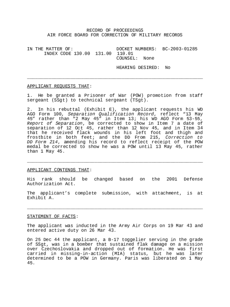 Air Force Board for Correction of Military Records - DocsLib - boards law af Doc Template ...