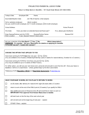 Fillable Online PROJECTED PARENTAL LEAVE REQUEST FORM Fax Email Print ...